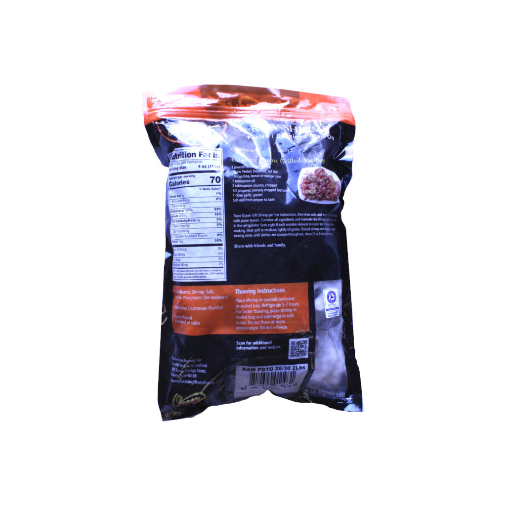 5/2lb 26/30 P&D Shrimp Tail On (PDTO) – Sun Food Warehouse